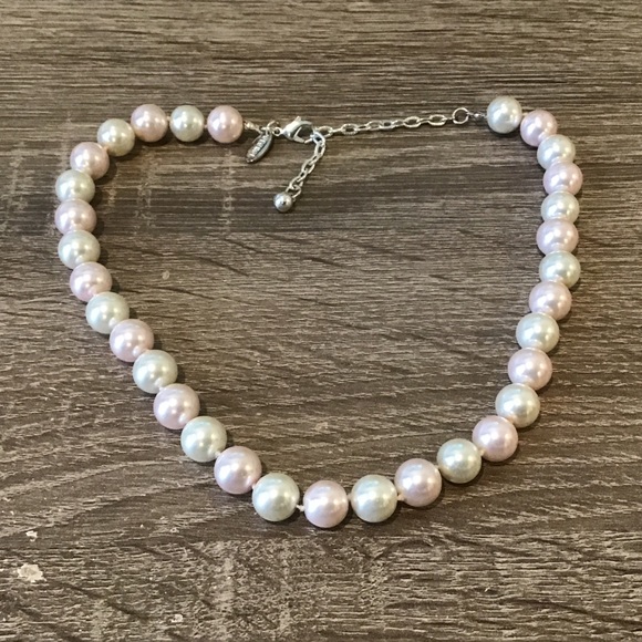 George | Jewelry | Signed George Pink White Faux Pearl Beaded Silver ...